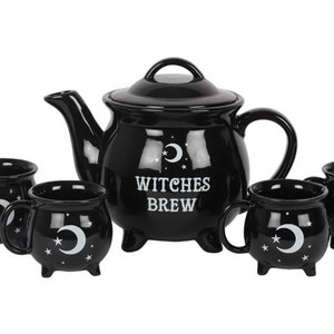 Witches Brew Black Magic Cauldron Tea Set Star Moon Kitchen Witch Gift ...