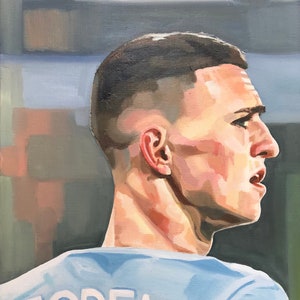 Phil Foden, Original Oil Painting, Manchester City Football, Fine Art ...