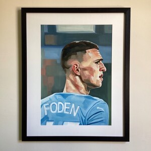 Phil Foden, Original Oil Painting, Manchester City Football, Fine Art ...