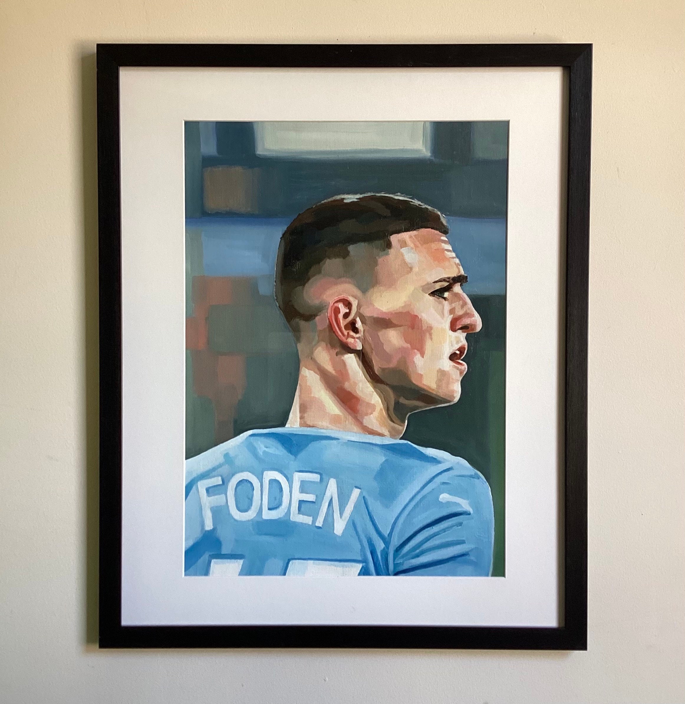 Phil Foden, Original Oil Painting, Manchester City Football, Fine Art ...