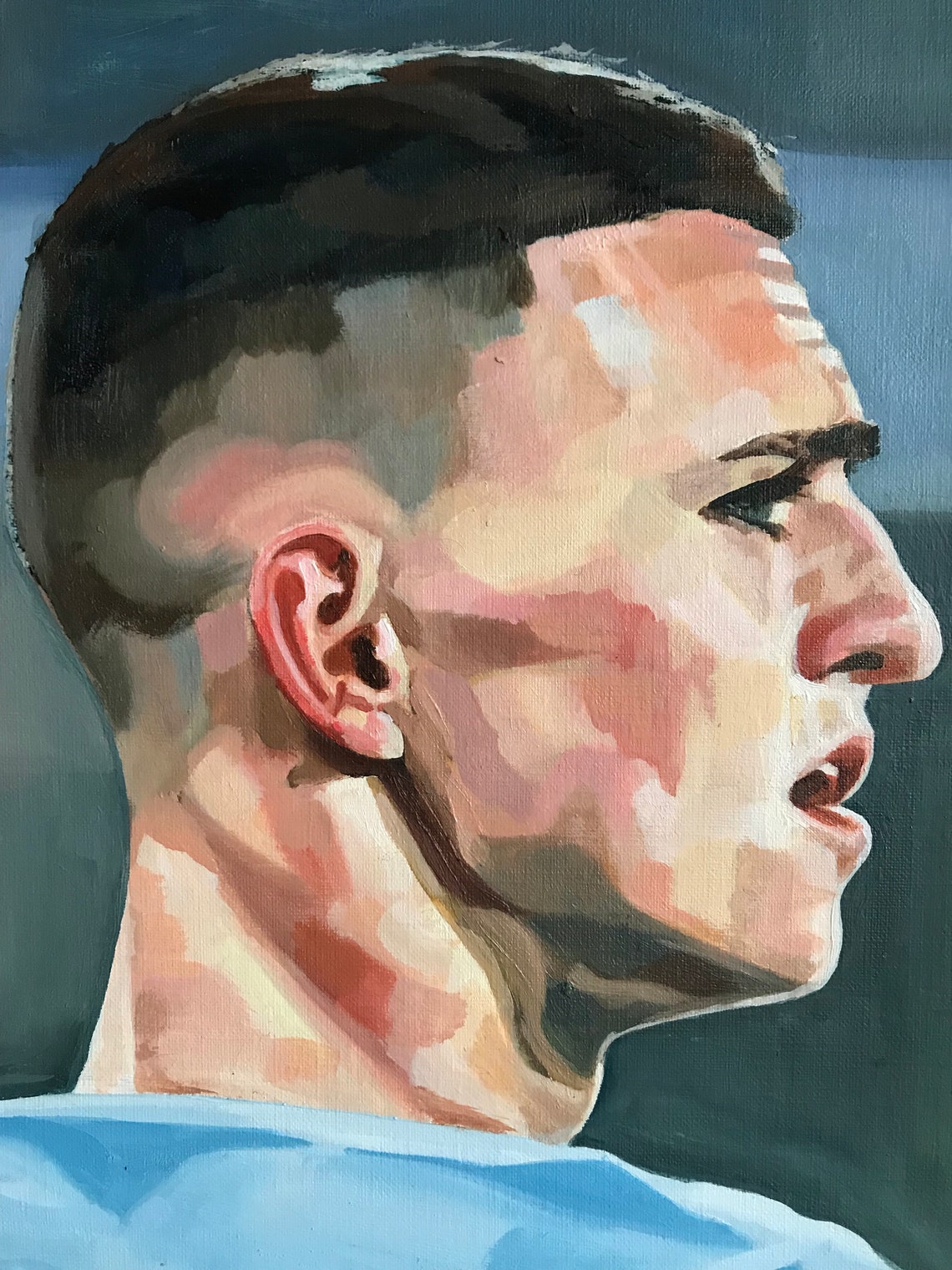 Phil Foden, Original Oil Painting, Manchester City Football, Fine Art ...