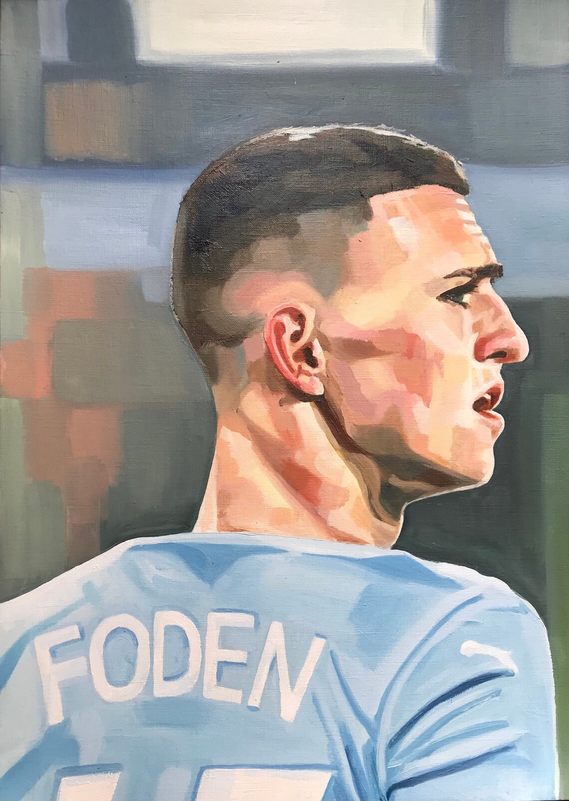 Phil Foden, Original Oil Painting, Manchester City Football, Fine Art ...
