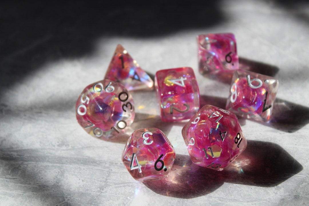 Fae's Kiss Dice Set With Velvet Bag 7pcs D&D Pathfinder Call of Cthulhu ...