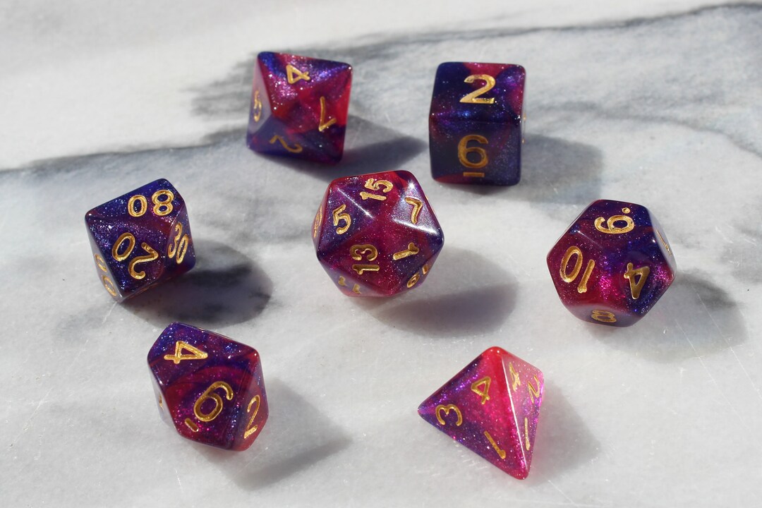 Nebula Dice Set With Velvet Bag 7pcs D&D Pathfinder - Etsy UK
