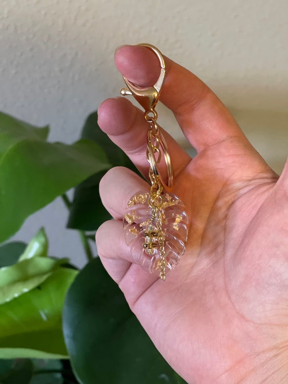 Monstera Keychain Dangle Keychain Plant Accessories | Etsy