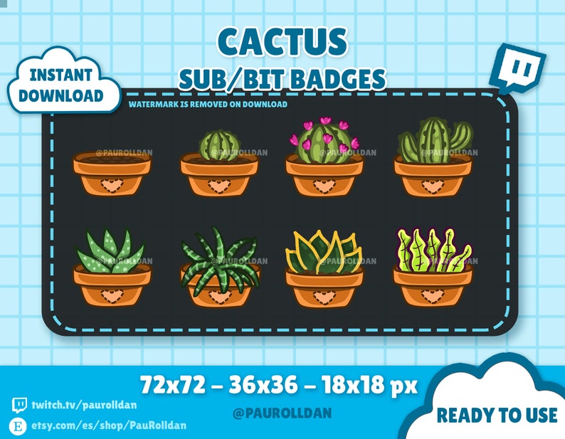 CACTUS Sub Badges & Bit Badges Twitch Stream Streamer Graphics - Etsy