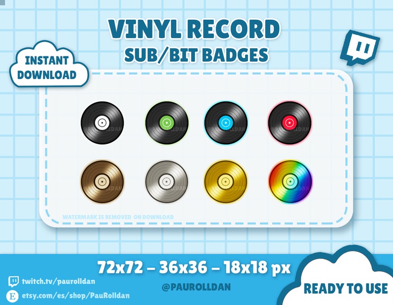 VINYL RECORD Sub Badges & Bit Badges | Twitch - Stream - Streamer ...