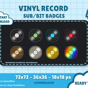 VINYL RECORD Sub Badges & Bit Badges | Twitch - Stream - Streamer ...