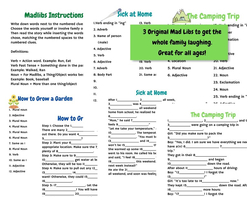 Printable Kids Travel Activities Pack / All Ages Game Bundle for Family ...