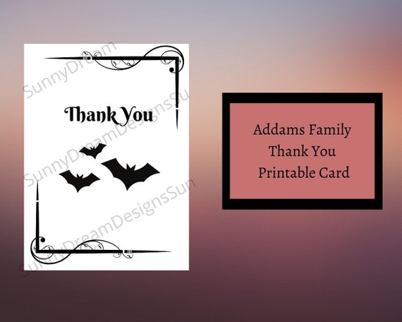Printable Addams Family Thank You Cards Addams Family | Etsy