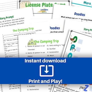 Printable Kids Travel Activities Pack / All Ages Game Bundle for Family ...