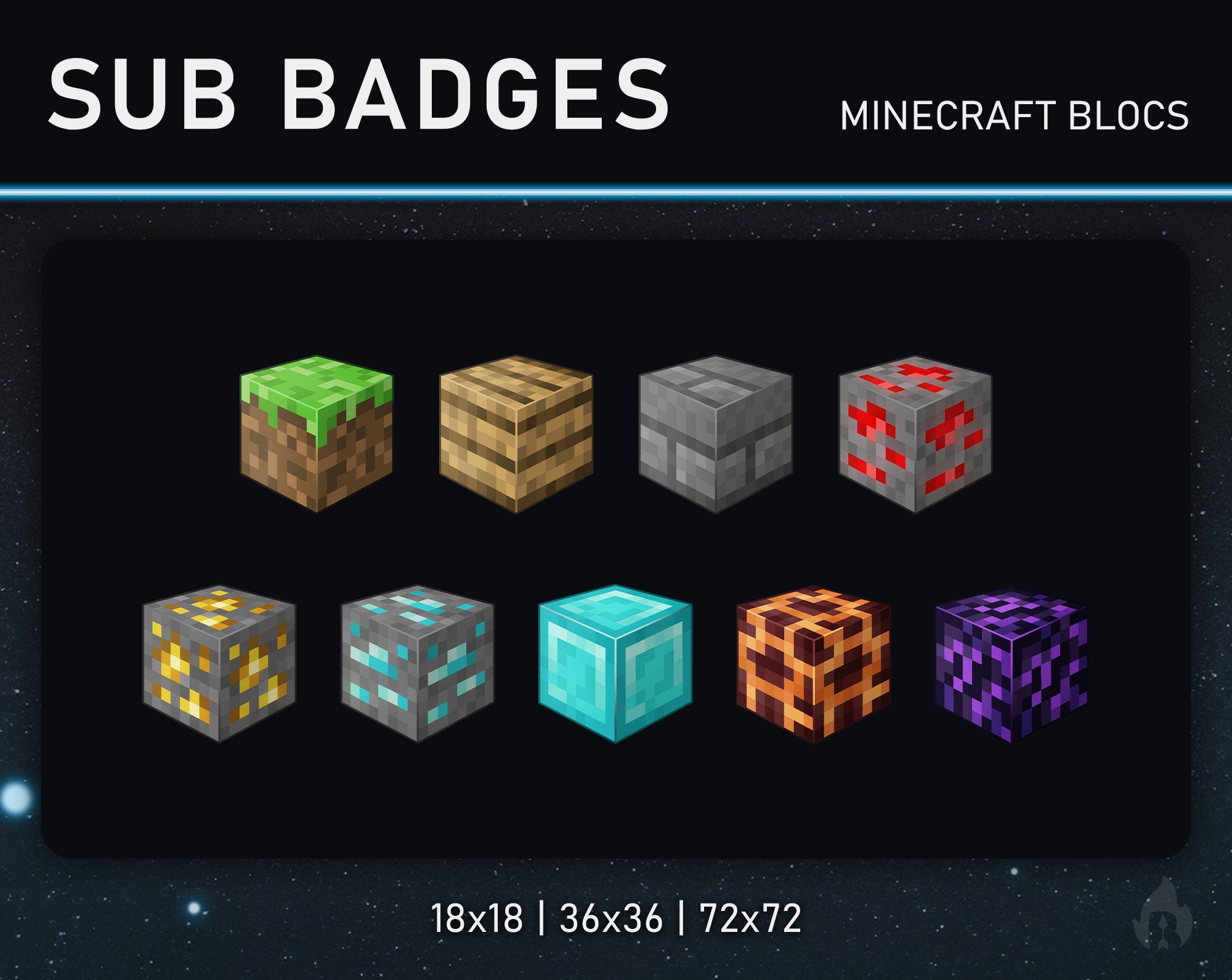 TWITCH Sub Badges minecraft Blocks - Etsy