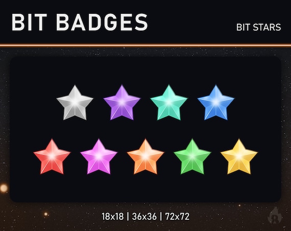 TWITCH Bit Badges / Cheer Badges bit Stars | Etsy