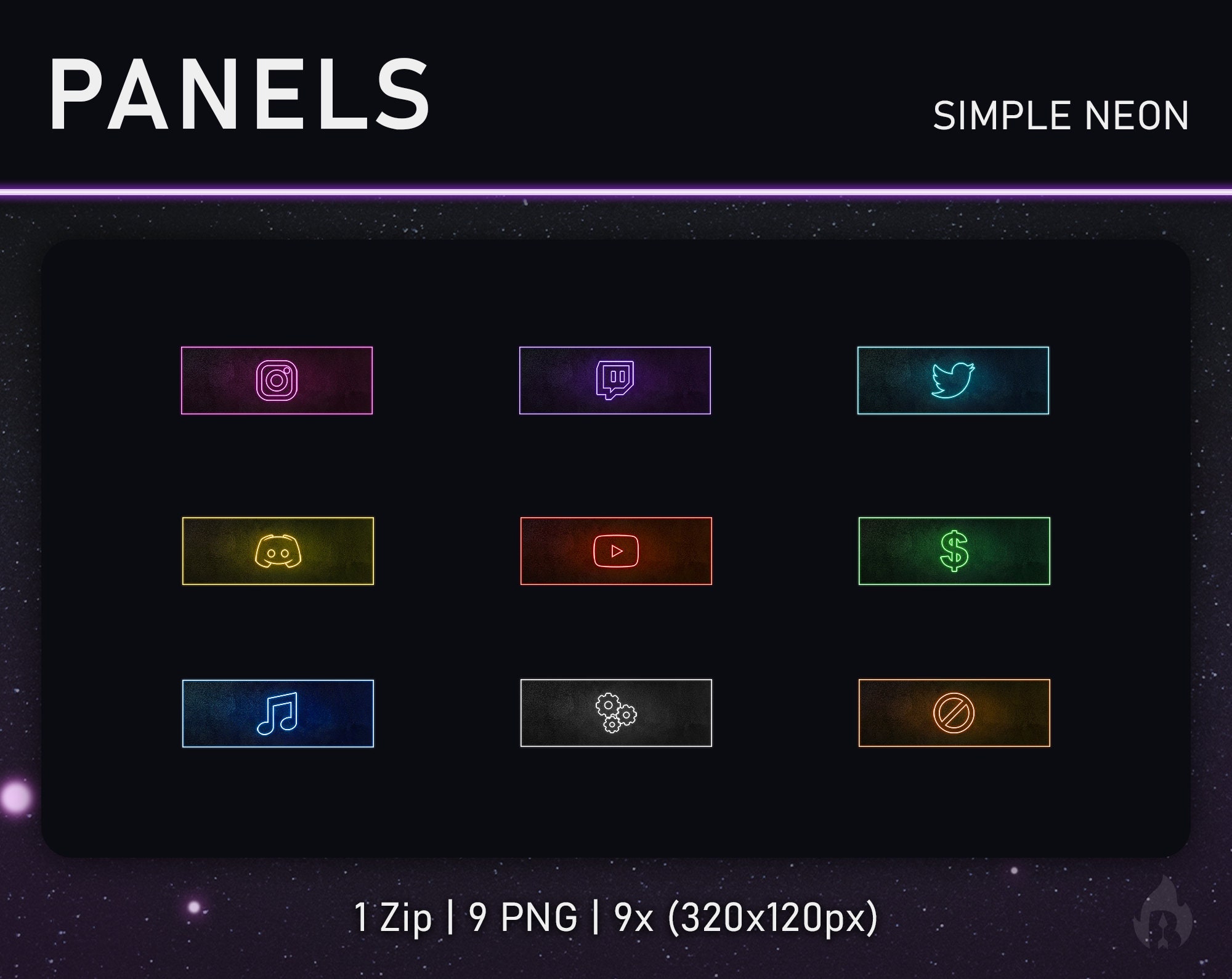 TWITCH Panels (simple Neon) - Etsy