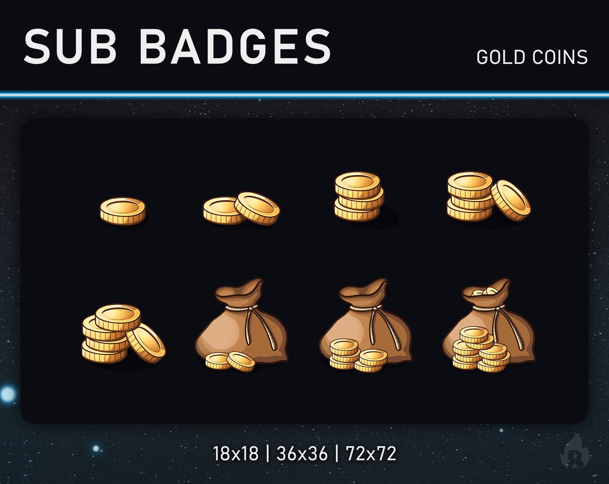 TWITCH Sub Badges (gold Coins) - Etsy