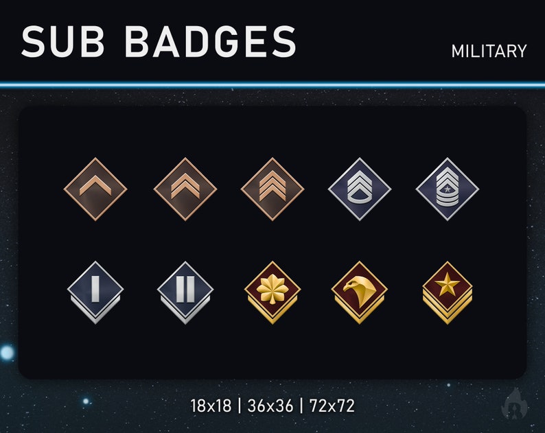 TWITCH Sub Badges (military Rank) - Etsy