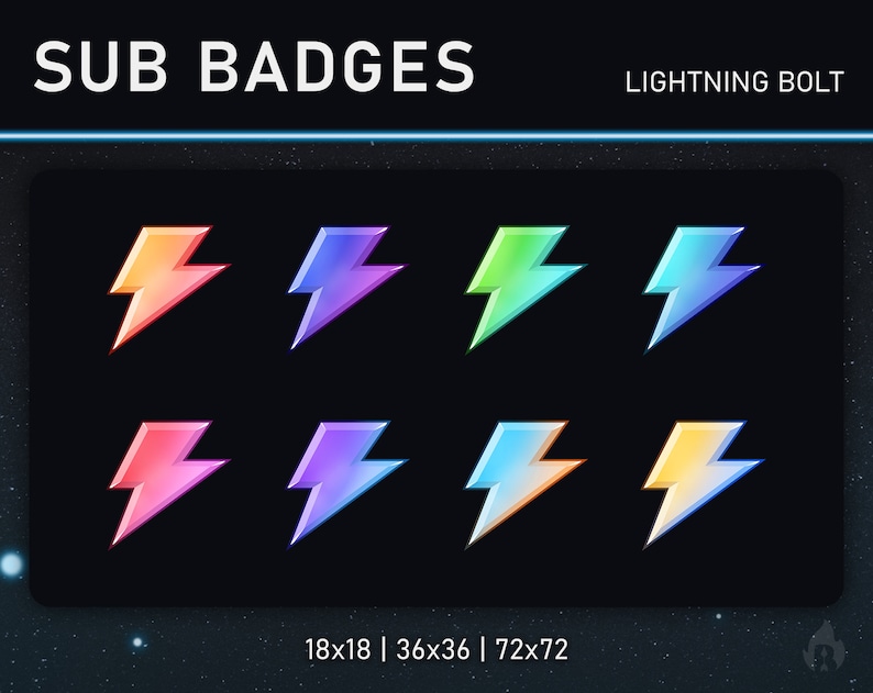 TWITCH Sub Badges (lightning Bolt) - Etsy