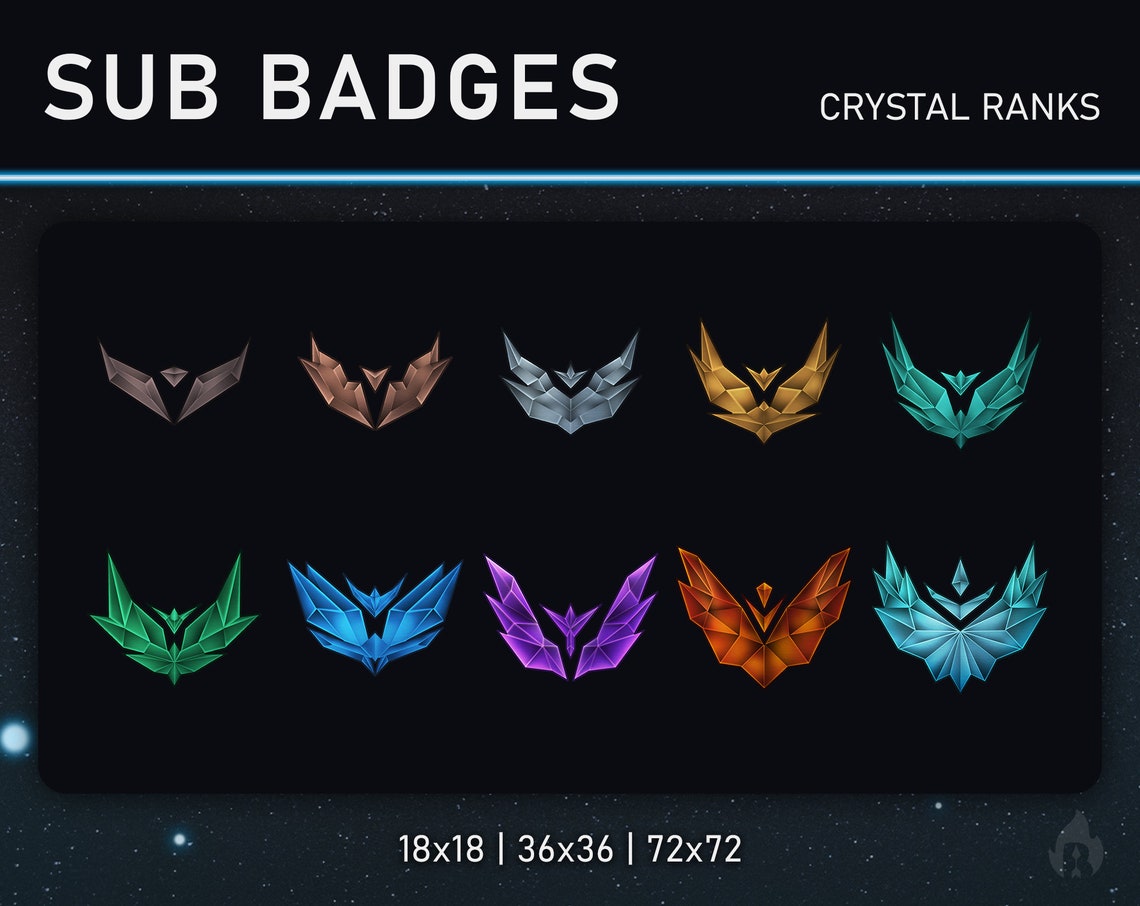 TWITCH Sub Badges (crystal Ranks) - Etsy