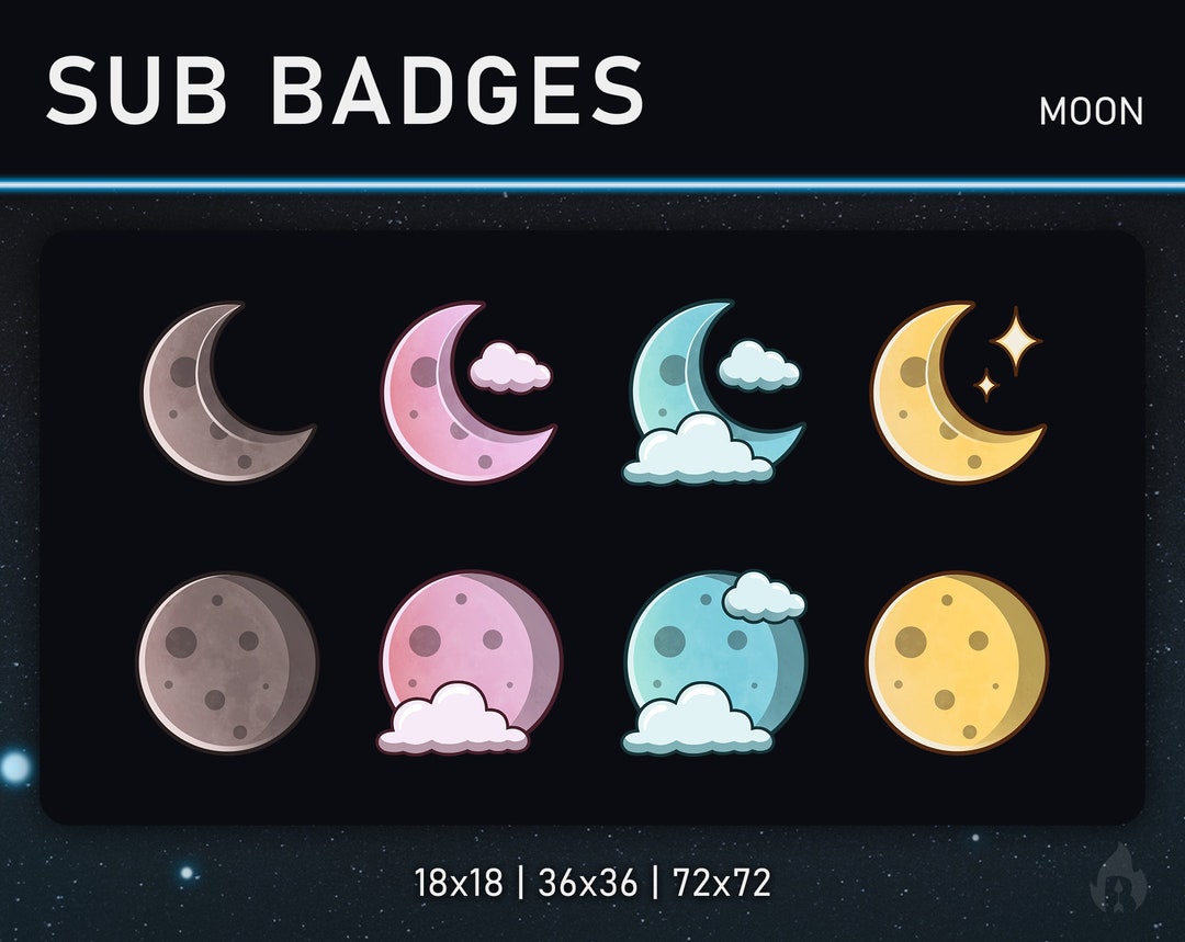 TWITCH Sub Badges (moon) - Etsy