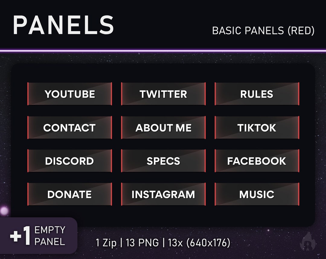 TWITCH Panels (basic Red) - 12 Panels + 1 Empty Panel - Etsy