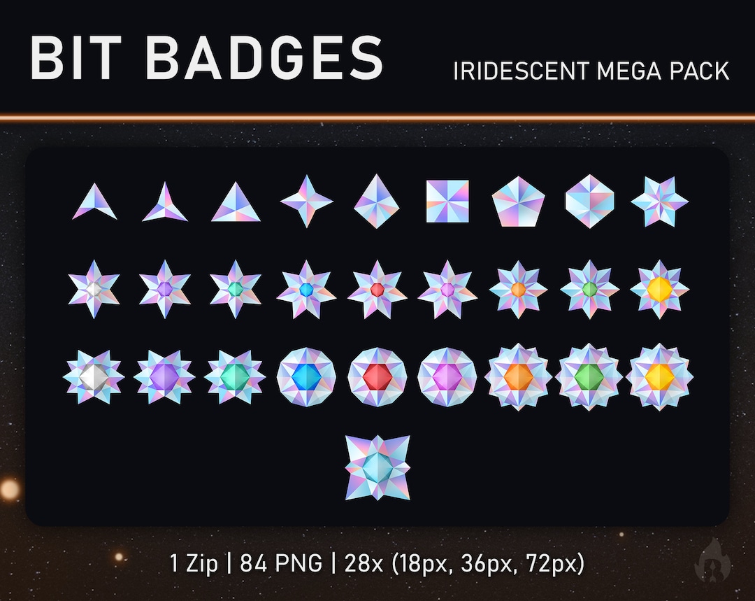 TWITCH Bit Badges / Cheer Badges (MEGA PACK Iridescent Extended) - Etsy