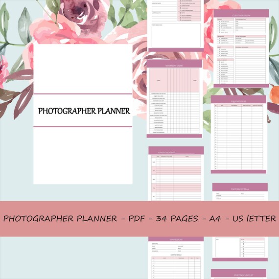 Photographer Planner Printable Photo Session Planner Digital - Etsy