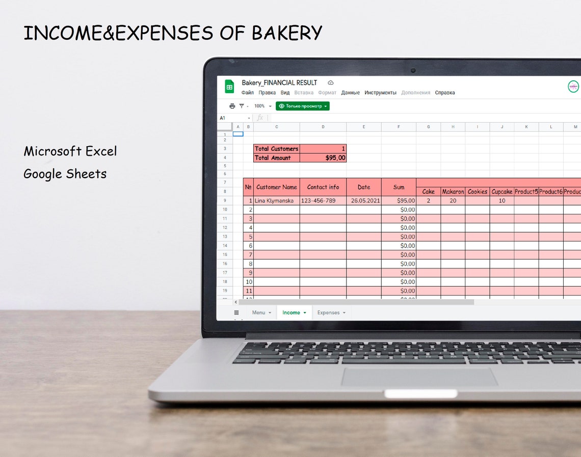 Home Bakery Financial Template Bakery Excel Sheet Order - Etsy
