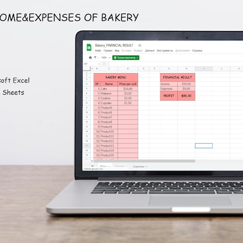 Home Bakery Financial Template Bakery Excel Sheet Order - Etsy