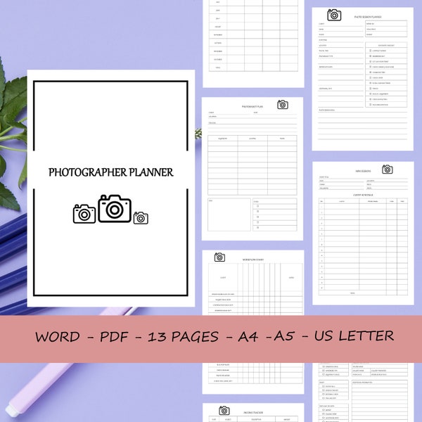 Photographer Planner Photography Book Photo Session Workflow - Etsy Canada