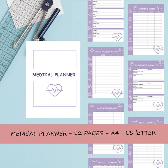 Medical planner printable colorful Medical history Health | Etsy