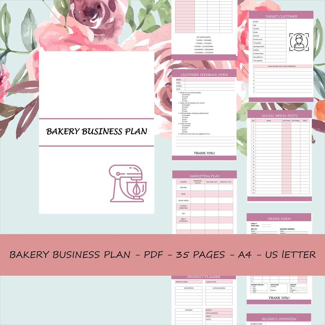 Bakery Business Plan Home Bakery Business Planner Baking - Etsy
