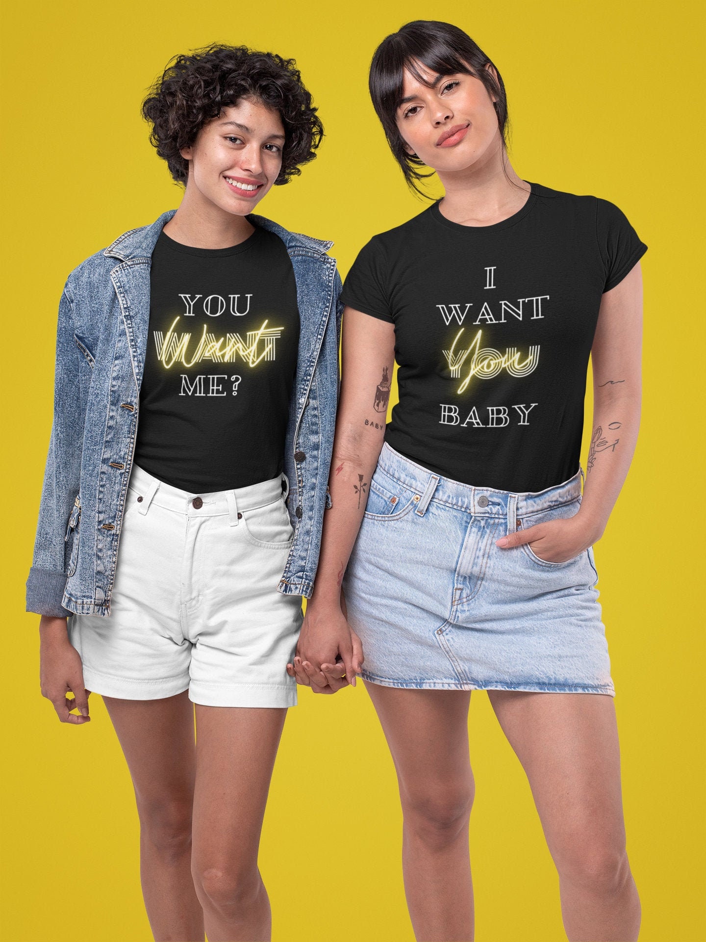 Lesbian Couple Shirts Lgbtq Pride Tshirts You Want Me Etsy
