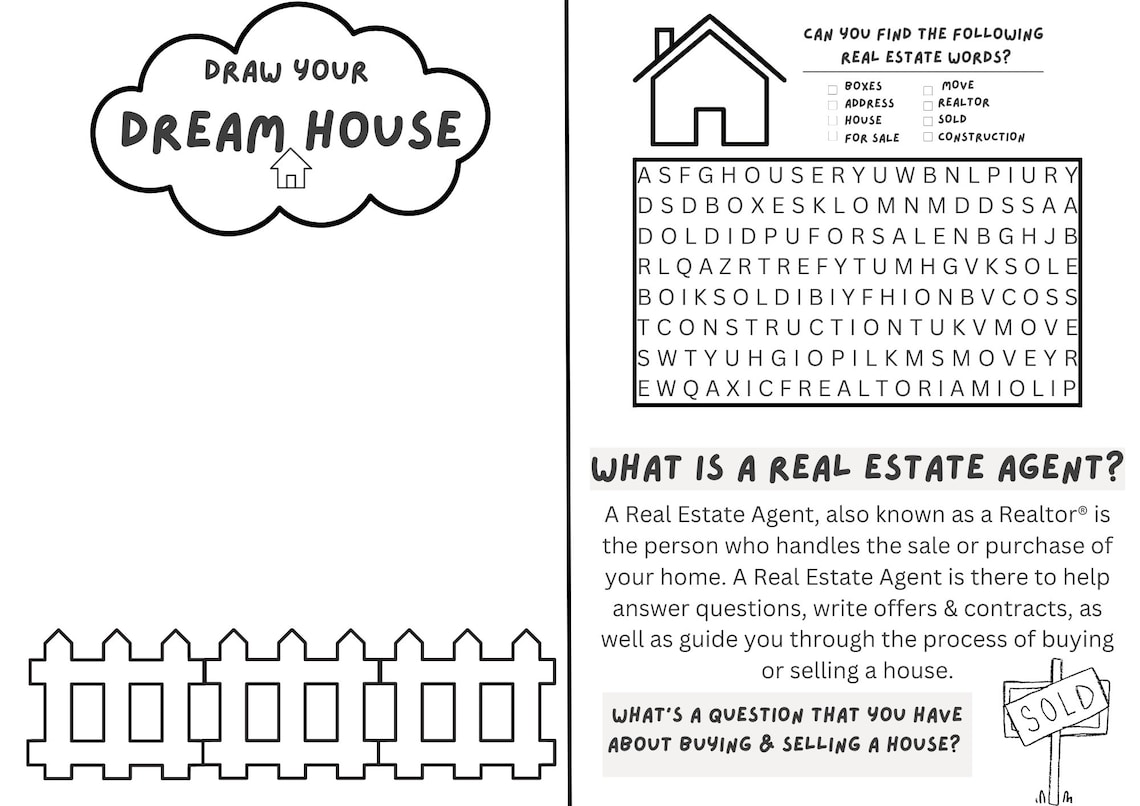 Real Estate Kids | Open House Activities | Real Estate Coloring Pages ...