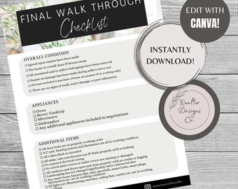 Final Walk Through Checklist, Real Estate Flyer, Real Estate Marketing, Real Estate Agent ...