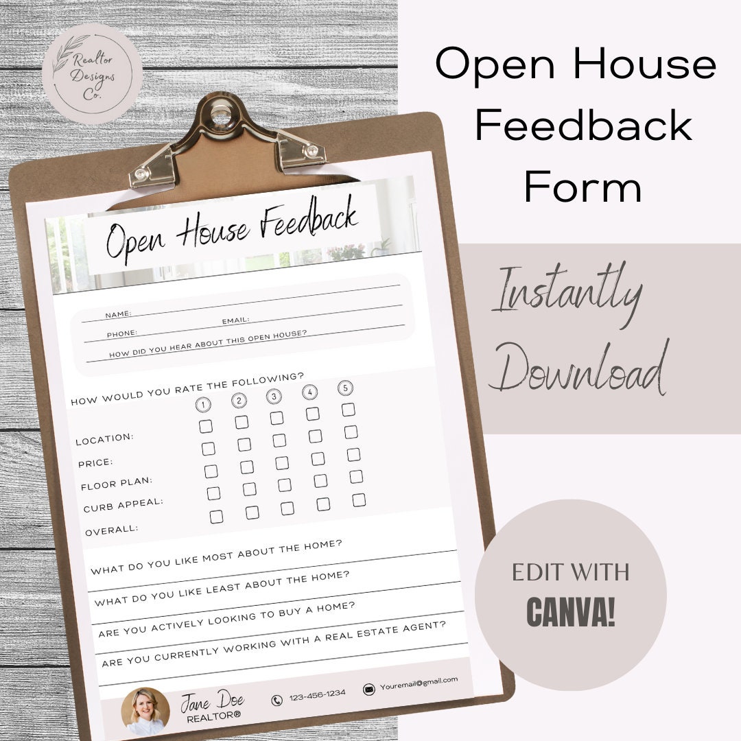 Open House Feedback Form | Real Estate Open House | Real Estate ...