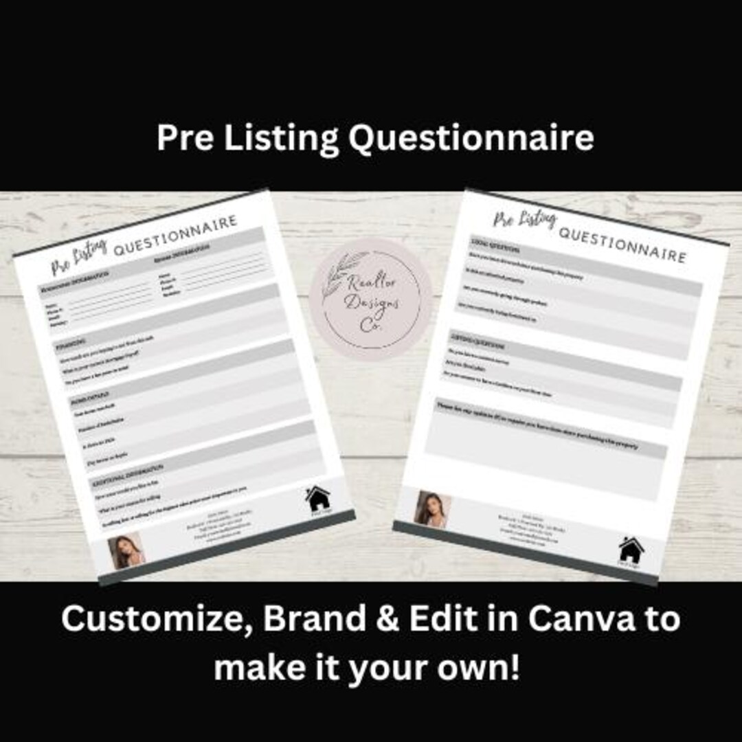 Pre-listing Questionnaire, Listing Presentation for Real Estate ...