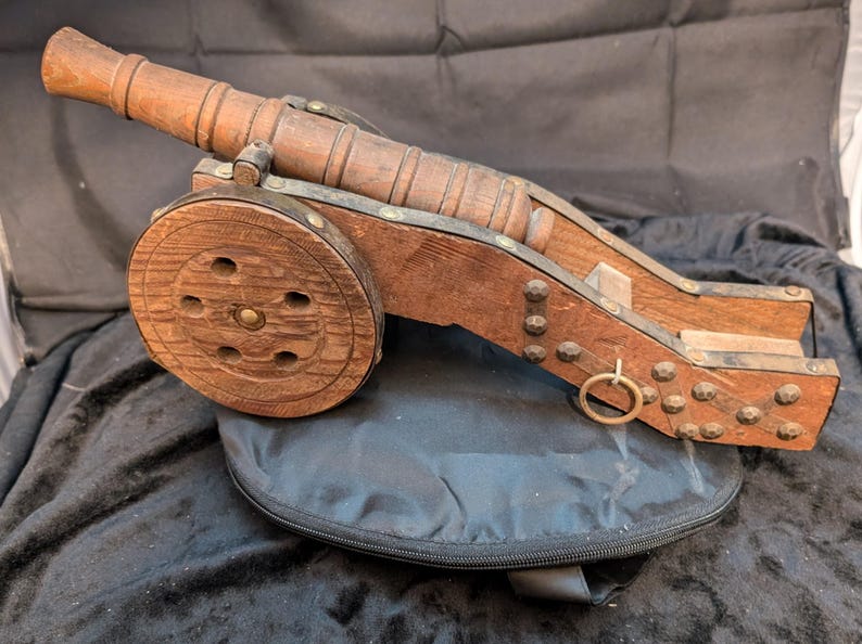 Cannon- Vintage Desktop/model Wood and Brass - Etsy