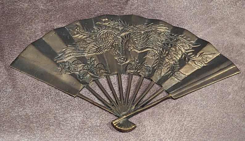 Vintage Bronze Decorative Dragon Wall Fan, 1940's! - Etsy
