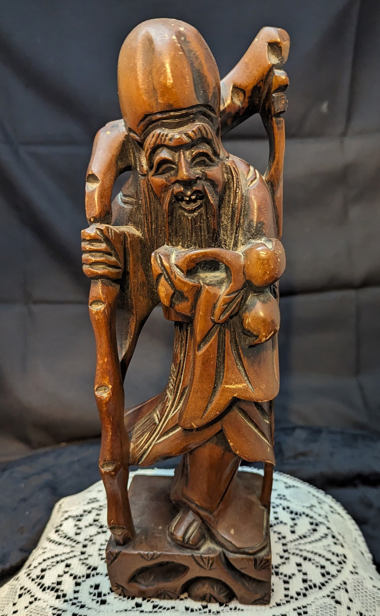 Shou Sanxing Hand Carved Wood Statue 12" Tall - Etsy