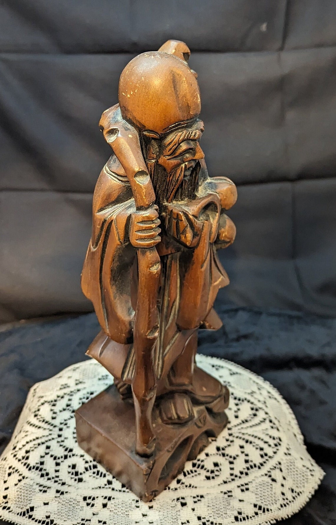 Shou Sanxing Hand Carved Wood Statue 12" Tall - Etsy