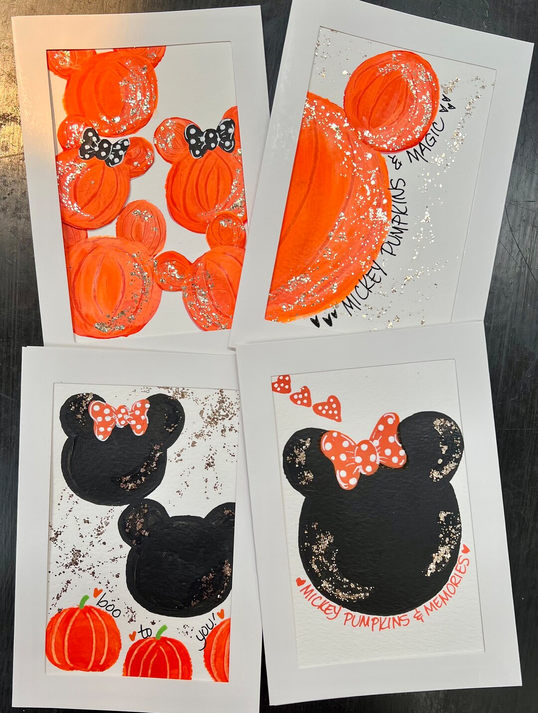 Mickey Fall Cards Mickey and Minnie Fall Halloween Cards - Etsy