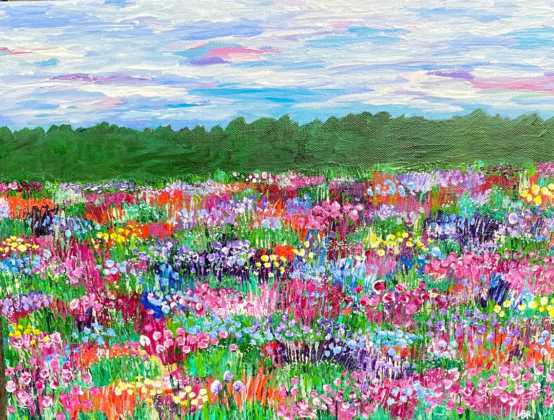 Colorful Wildflower Acrylic Painting on Gallery Wrapped Canvas ...