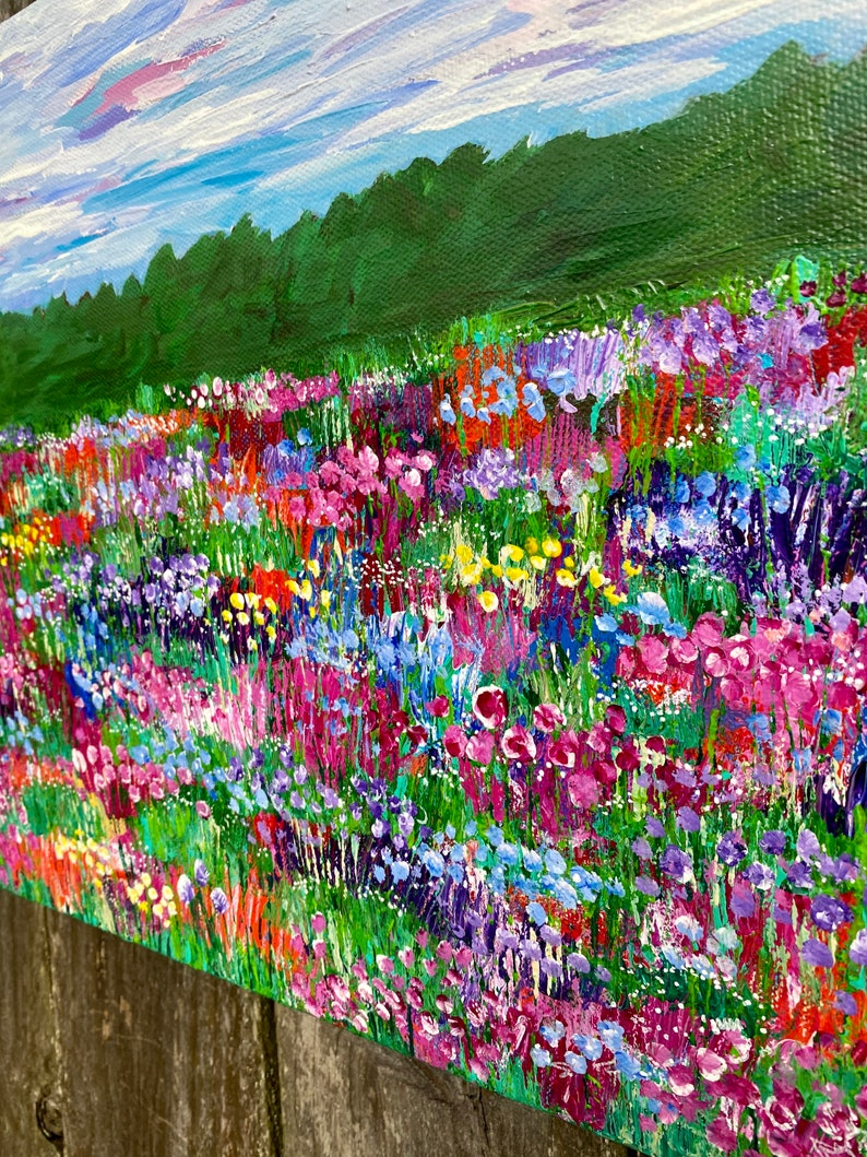 Colorful Wildflower Acrylic Painting on Gallery Wrapped Canvas ...