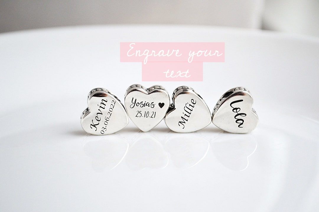 Custom Engraved Heart Charm Personalized Heart Charm Charm - Etsy