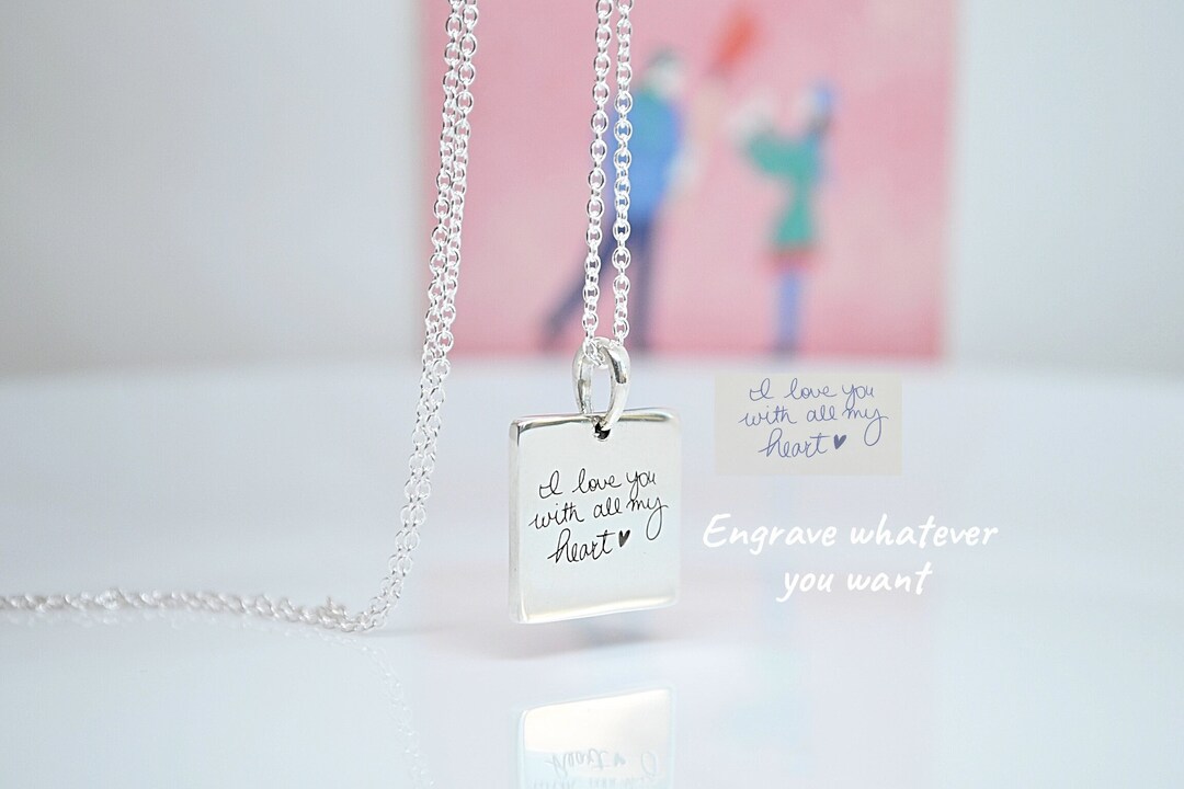 Silver Handwriting Necklace, Handwriting Jewelry, Signature ...