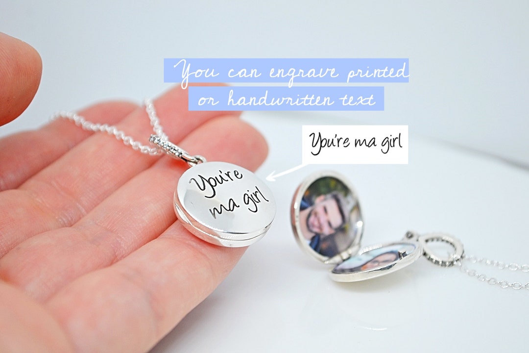 Engraved Locket Necklace, Personalized Locket Necklace , Silver Locket ...
