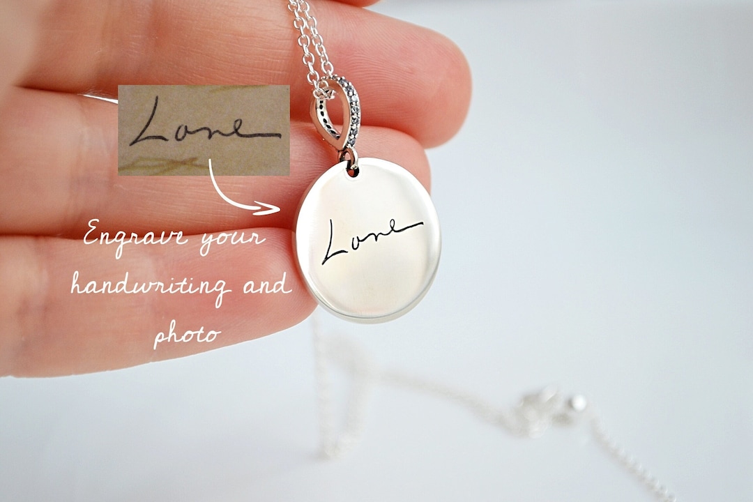 Custom Handwriting Necklace, Handwriting Jewelry, Signature Jewelry, Custom Engraved Necklace ...