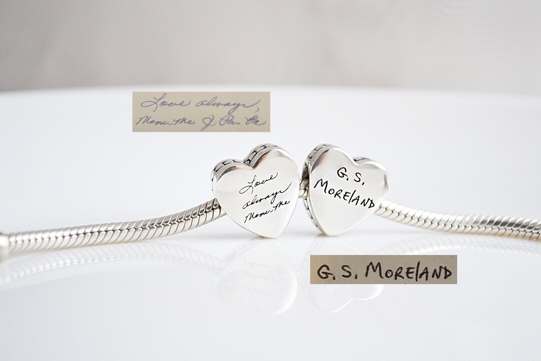 Personalized Handwriting Heart Charm, Custom Handwriting Heart Charm ...