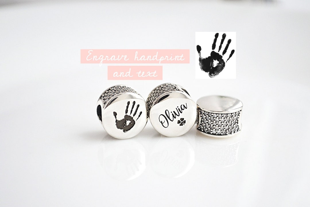 Personalized Handprint Charm, Custom Engraved Charm, Personalized Name ...