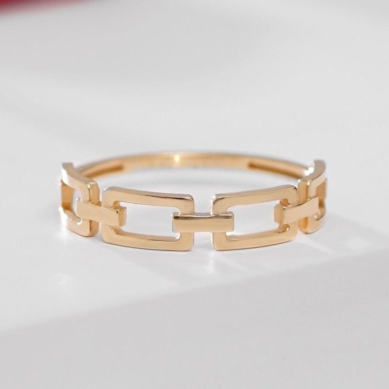 Gold Chain Ring - Etsy